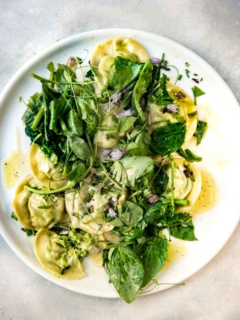 Pea Ravioli - WILD GREENS & SARDINES